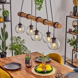 hofstein Koyoto Pendelleuchte Glas 15 cm Naturfarben, Schwarz, 5-flammig