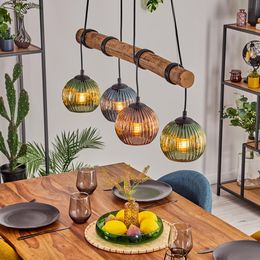 hofstein Koyoto Pendelleuchte Glas 15 cm Naturfarben, Schwarz, 4-flammig