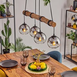 hofstein Koyoto Pendelleuchte Glas 15 cm Naturfarben, Schwarz, 4-flammig