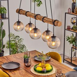 hofstein Koyoto Pendelleuchte Glas 15 cm Naturfarben, Schwarz, 5-flammig
