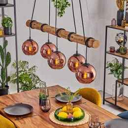 hofstein Koyoto Pendelleuchte Glas 15 cm Naturfarben, Schwarz, 5-flammig