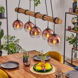 hofstein Koyoto Pendelleuchte Glas 15 cm Naturfarben, Schwarz, 5-flammig