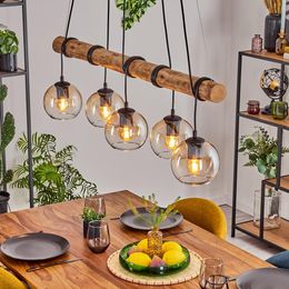 hofstein Koyoto Pendelleuchte Glas 15 cm Naturfarben, Schwarz, 5-flammig