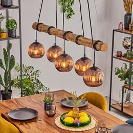 hofstein Koyoto Pendelleuchte Glas 15 cm Naturfarben, Schwarz, 5-flammig