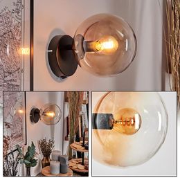 hofstein Koyoto Wandleuchte Glas 15 cm Bernsteinfarben, Klar, 1-flammig
