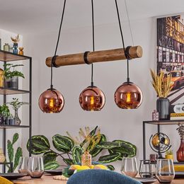 hofstein Koyoto Pendelleuchte Glas 15 cm Naturfarben, Schwarz, 3-flammig
