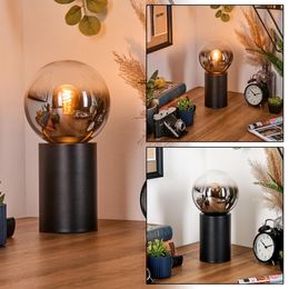 hofstein Gastor Tischleuchte Glas 15 cm Chrom, Klar, Rauchfarben, 1-flammig