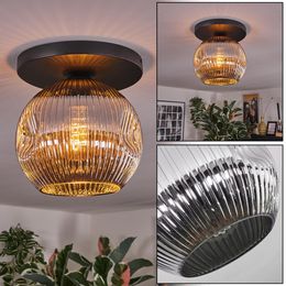 hofstein Ripoll Deckenleuchte Glas 25 cm Chrom, Rauchfarben, 1-flammig