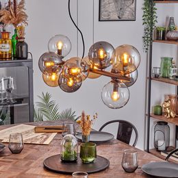 hofstein Gastor Pendelleuchte Glas 15 cm Bernsteinfarben, Klar, Rauchfarben, 10-flammig