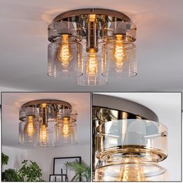 hofstein Hasvik Deckenleuchte Glas 15 cm Chrom, Schwarz, 3-flammig