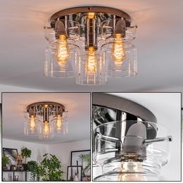 hofstein Hasvik Deckenleuchte Glas 15 cm Chrom, Schwarz, 3-flammig