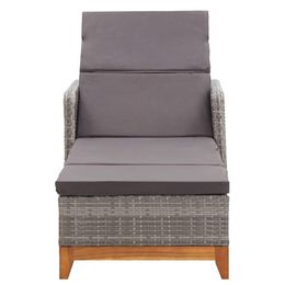 vidaXL Sonnenliege Poly Rattan und Massivholz Akazie Grau