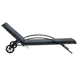 vidaXL Sonnenliegen mit Tisch Poly Rattan Anthrazit