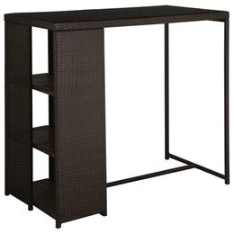 vidaXL 5-tlg. Gartenbar-Set mit Kissen Poly Rattan Braun