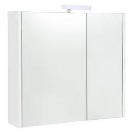 HEIMA-PRESS Spiegelschrank Akira mit LED-Beleuchtung, 2 Türen, weiß Hochglanz, 800 x 700 x 155 mm