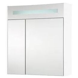 Evenes Spiegelschrank mit beleuchteter Blende, weiß Hochglanz, 2 Türen, 700 x 750 x 188 mm - 93 972 75