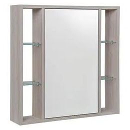 Evenes Spiegelschrank Lucky mit offenen Seitenteile und 1 Türe, mit E-Box, Ulme Rousseau, 740 x 750 x 160 mm - 93 192 06