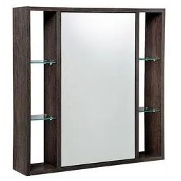 Evenes Spiegelschrank Lucky mit offenen Seitenteile und 1 Türe, mit E-Box, Chateau Eiche, 740 x 750 x 160 mm - 93 192 05