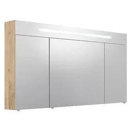 Evenes Spiegelschrank mit beleuchteter Blende, 3 Türen, Asteiche 1200 x 740 x 160 mm - 93 157 17