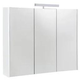 HEIMA-PRESS Spiegelschrank Akira mit LED-Beleuchtung, 3 Türen, weiß Hochglanz, 900 x 700 x 155 mm