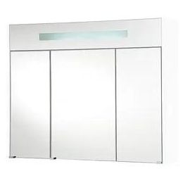 Evenes Spiegelschrank mit beleuchteter Blende, weiß Hochglanz, 3 Türen, 950 x 750 x 188 mm - 93 972 89