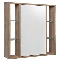 Evenes Spiegelschrank Lucky mit offenen Seitenteile und 1 Türe, mit E-Box, Nabucco Eiche, 740 x 750 x 160 mm - 93 192 08