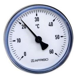 Afriso Bimetall-Thermometer - Gehäuse ABS-Kunststoff schwarz (Ø 63 mm), 1/2'' x 40 mm, Skala 0-60 °C, SCHWARZ