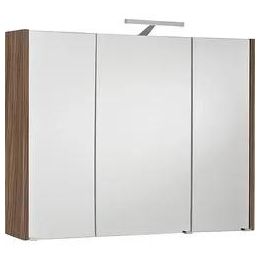 HEIMA-PRESS Spiegelschrank mit Beleuchtung Eiche Khaki, 3 Türen, 950 x 750 x 188 mm