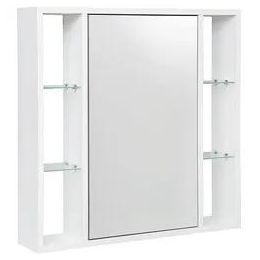 Evenes Spiegelschrank Lucky mit offenen Seitenteile und 1 Türe, mit E-Box, weiss Esche, 740 x 750 x 160 mm - 93 192 07