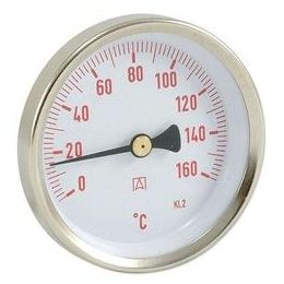 Afriso Bimetall-Solar-Thermometer - Gehäuse Stahlblech verzinkt (Ø 63 mm), 1/2'' x 40 mm, Skala 0-160 °C, ROT