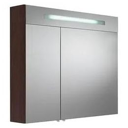 Evenes Spiegelschrank mit beleuchteter Blende, Eiche dunkel, 2 Türen, 900 x 740 x 160 mm - 93 729 19