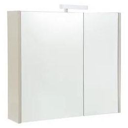 Evenes Spiegelschrank Akira mit LED-Beleuchtung, 2 Türen, Taupe Hochglanz, 800 x 700 x 155 mm