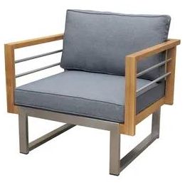 OUTFLEXX Sessel, natur / grau, FSC-Teak / Edelstahl / Olefin, 79x74x64 cm