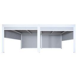 Alu Pergola HWC-L41 mit 6x Seitenwand, Lamellen-Pavillon, stabiles 8cm-Metall-Gestell 3x6m ~ weiß