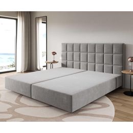 DeLife Boxspringgestell Dream-Fine Mikrofaser Grau 200x200 cm, Boxspringbetten