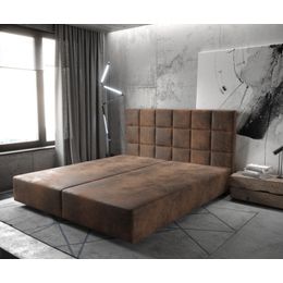 DeLife Boxspringgestell Dream-Fine 180x200 cm Mikrofaser Braun, Bettgestelle