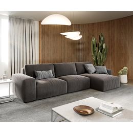 DeLife Ecksofa Lanzo L 360x160 cm Mikrofaser Khakibraun Recamiere variabel, Ecksofas