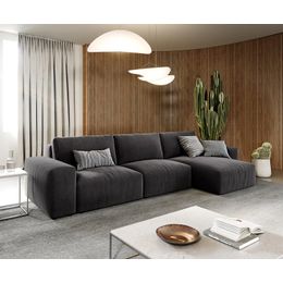 DeLife Ecksofa Lanzo L 360x160 cm Mikrofaser Schwarz Recamiere variabel