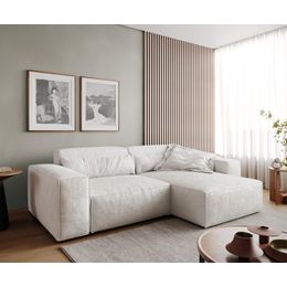 DeLife Ecksofa Sirpio L 260x160 cm Bouclé Creme-Weiß Recamiere variabel