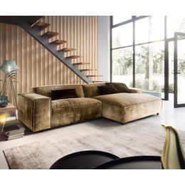 DeLife Ecksofa Tenso 280x165 cm Chenille Gold Recamiere rechts, Ecksofas