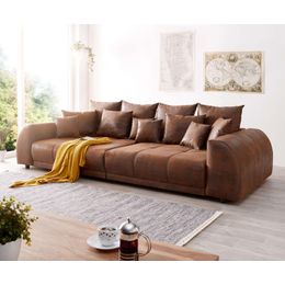 DeLife Big-Sofa Violetta 310x135 cm Braun Antik Optik mit Kissen, Big Sofas