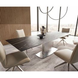 DeLife Esstisch Edge 200-300x100 Keramik Laminam®Noir Desir Braun Wave Edelstahl ausziehbar, Esstische