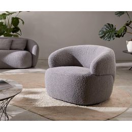 DeLife Loungesessel Nova 88x88 cm Bouclé Silbergrau, Cocktailsessel