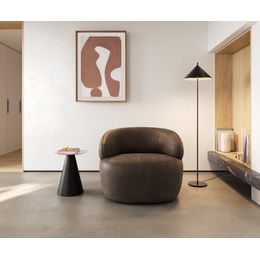 DeLife Loungesessel Nova 88x88 cm Mikrofaser Taupe Vintage, Cocktailsessel