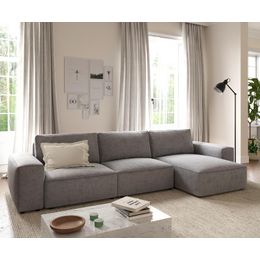 DeLife Ecksofa Lanzo L 360x160 cm Mikrofaser Grau Recamiere variabel, Ecksofas