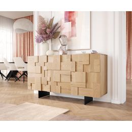 DeLife Sideboard Puzzle 145 cm Eiche Natur Fuß schwebend Metall schwarz, Sideboards