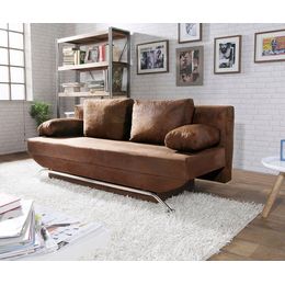 DeLife Schlafsofa Cady 200x90 cm Braun Antik Optik Bettkasten, Schlafsofas