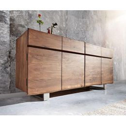 DeLife Sideboard Live-Edge 172 cm Akazie Braun 4 Türen 4 Schübe, Sideboards, Baumkantenmöbel, Massivholzmöbel, Massivholz