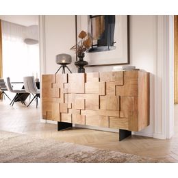 DeLife Sideboard Puzzle 145 cm Akazie Natur Fuß schwebend Metall schwarz, Sideboards