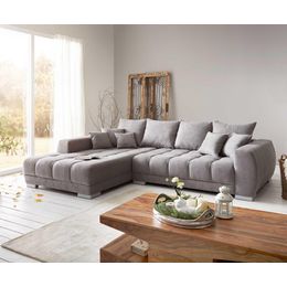 DeLife Ecksofa Josea 300x220 cm Mikrofaser Steingrau Recamiere links, Ecksofas